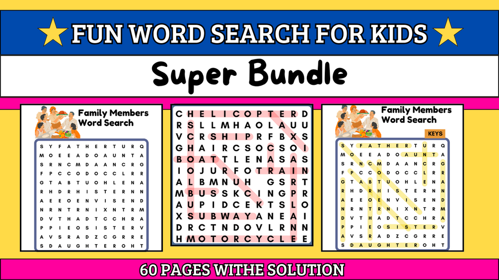 "Fun Word Searches for Kids: 60 Pages of Puzzles!"