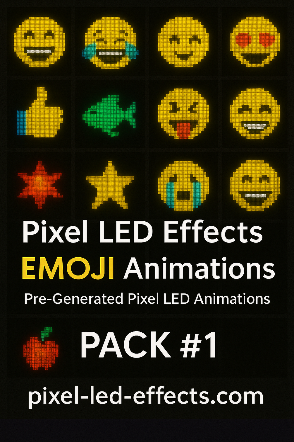 Pixel LED Emoji Animations Pack #1 – 7,000+ Effects for LedEdit, Jinx ...