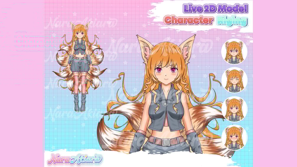 Vtuber Model and Rigging Anime Fox Tail Girl Premade, Live2d ready to ...