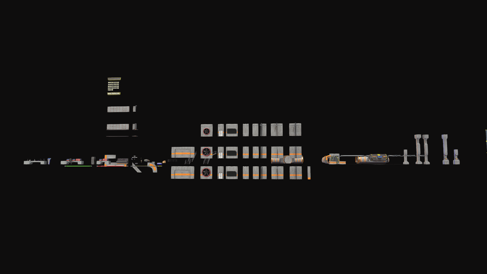(FREE PRODUCT) Modular Space Colony Interior Pack Sci-Fi 3D Model