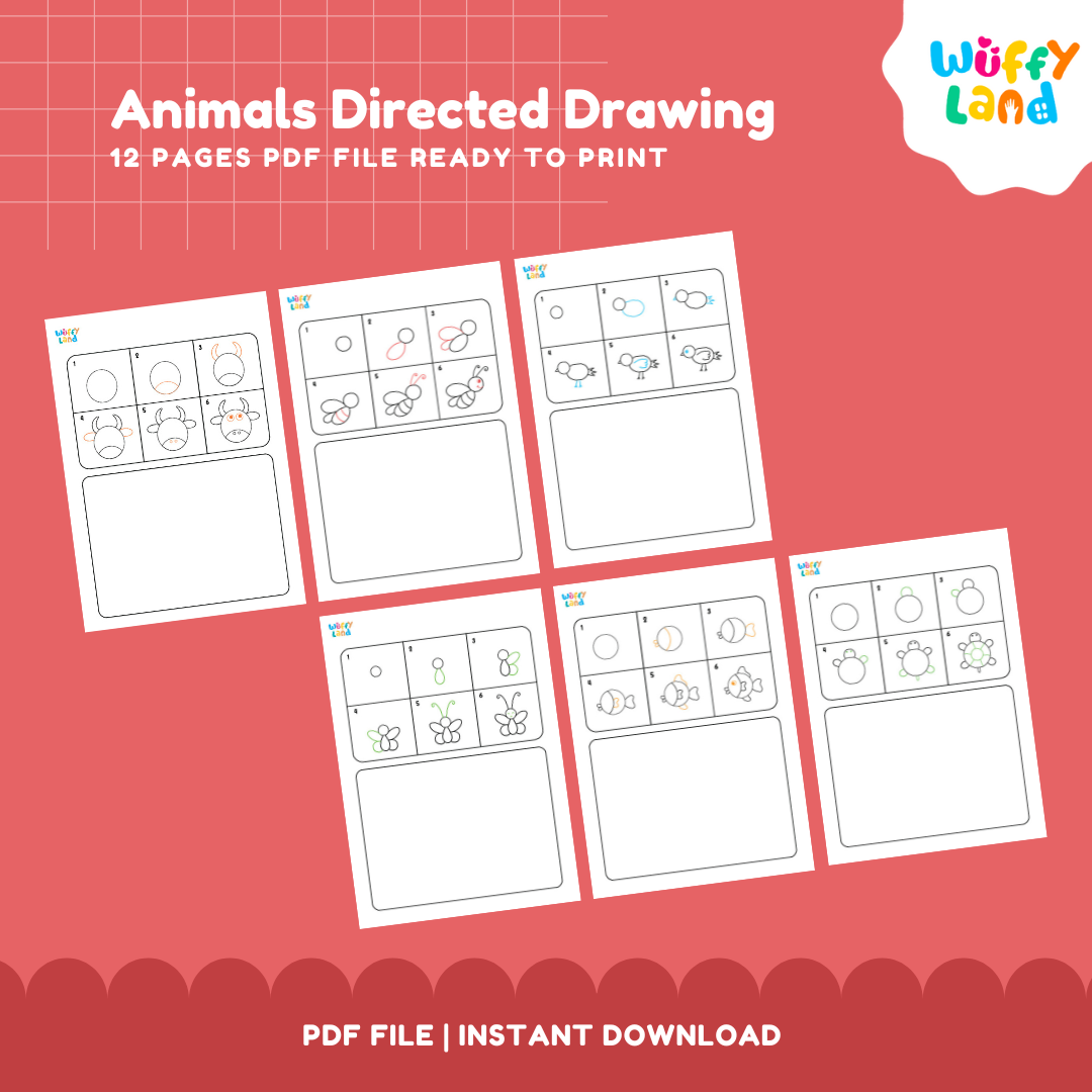 Animals Directed Drawing Worksheets - Step-by-Step Drawing Fun for Kids