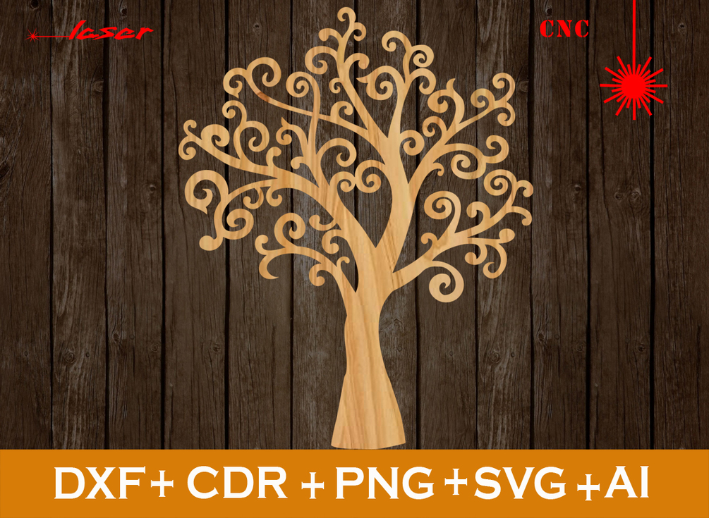 Olive Tree Svg, Laser cut Pano Tree Lasercut DXF, Split Tree Plotter ...