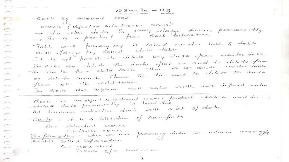 Oracle Handwritten Notes
