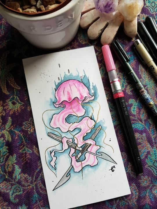 Jellyfish Ink Drawing