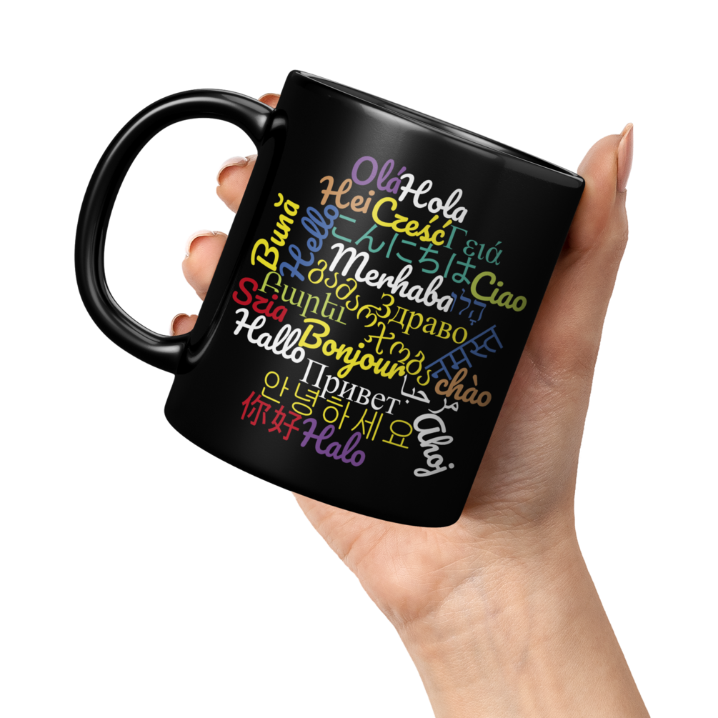 "Hello" cloud in many languages Coffee mug