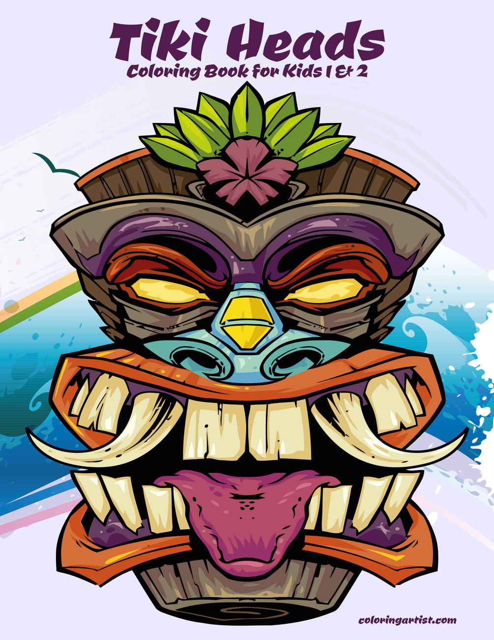 Tiki Heads Coloring Book for Kids 1 & 2