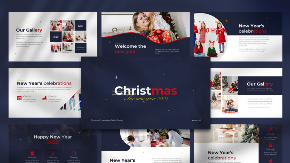 Christmas Gallery Google Slides Template Incl. Christmas & Red