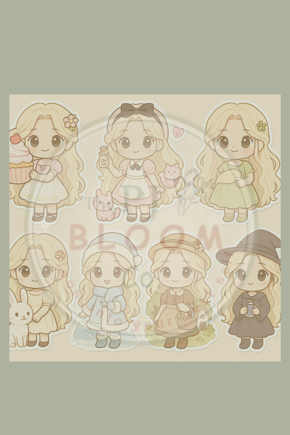Free kawaii main character sticker sheet