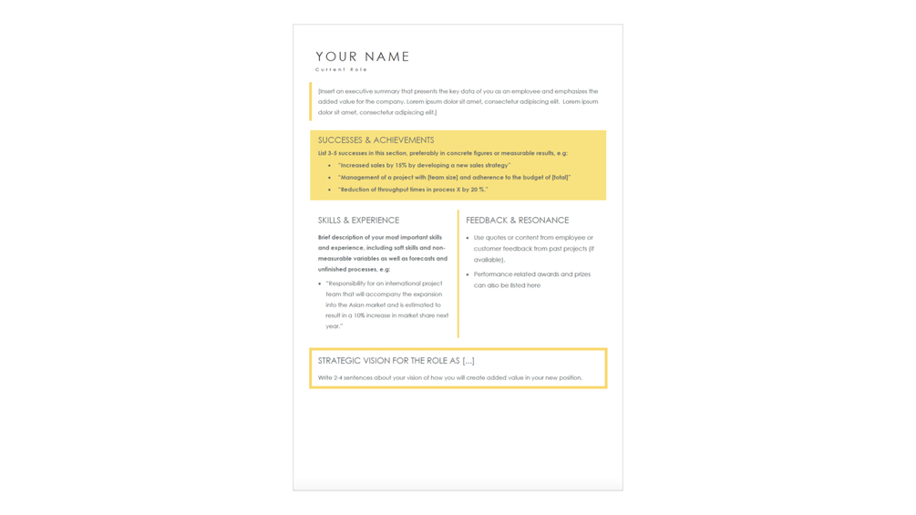 One Pager: Career Advancement Portfolio (Word)