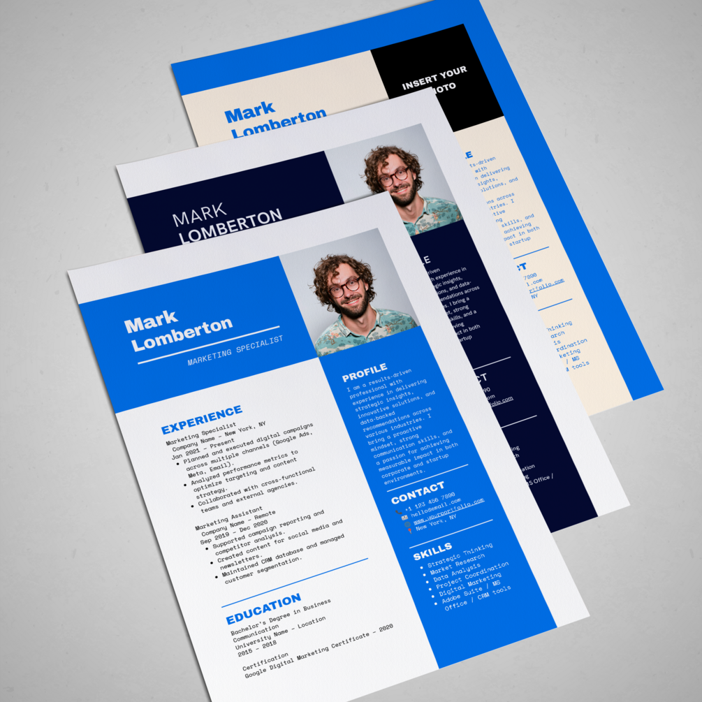 Modern Resume Template – 3 Styles (Canva Editable)