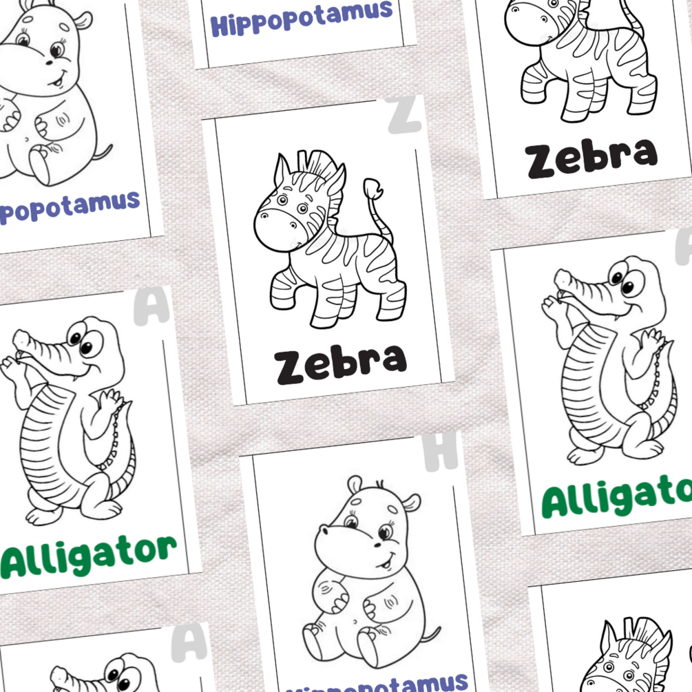English Alphabet Coloring Book: Animal Theme (Printable)