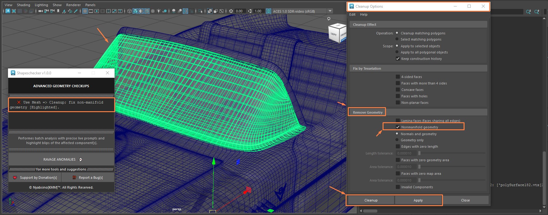 Shapeschecker—Advanced Geometry Analysis and Errors Resolution for Autodesk Maya