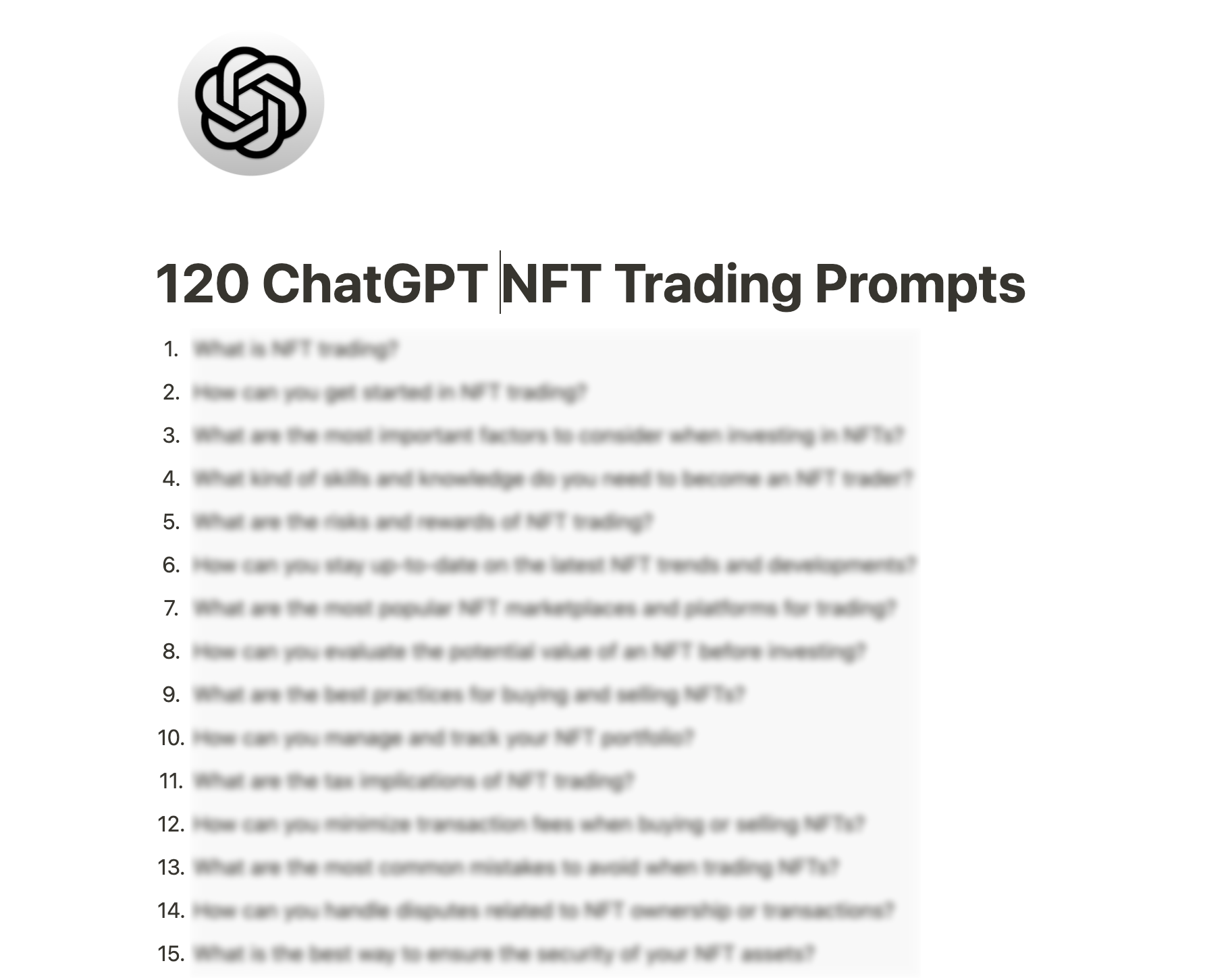 120 ChatGPT NFT Trading Prompts