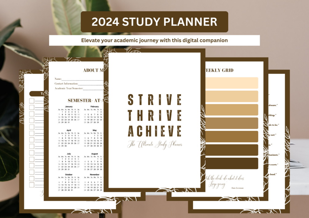 Brown and White Aesthetic Study Planner