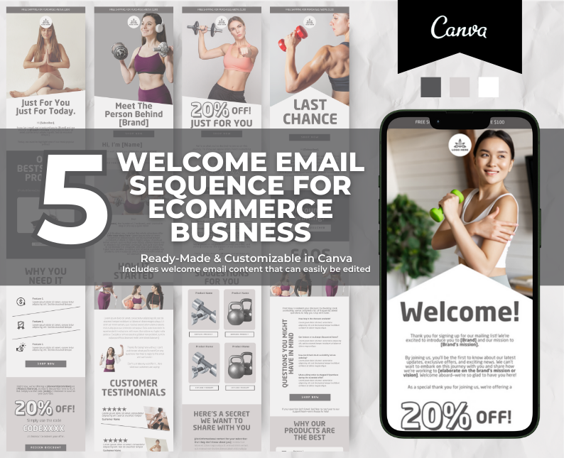 Editable Fitness Equipment Welcome Email Sequence Template for Klaviyo ...