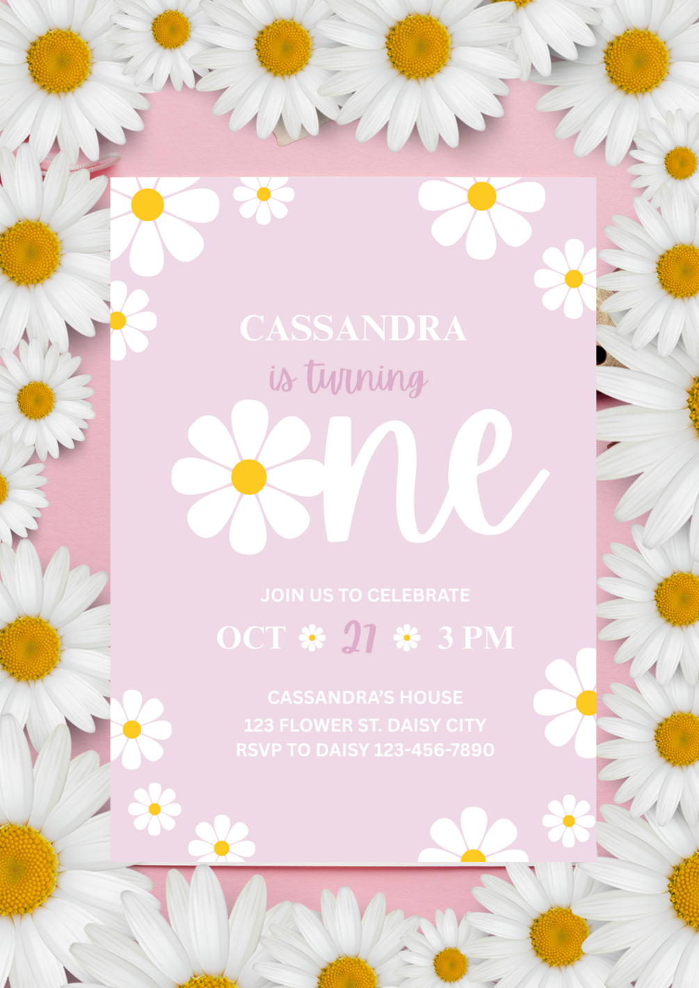 One Daisy Birthday Invitation