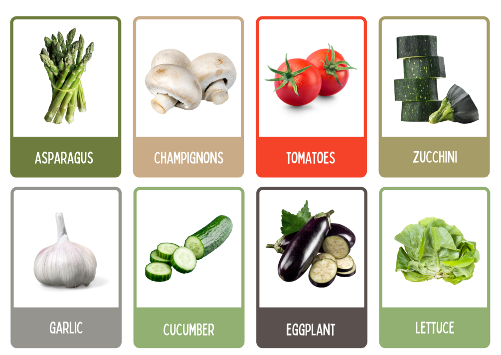 Food, fruit, and vegetables flashcards