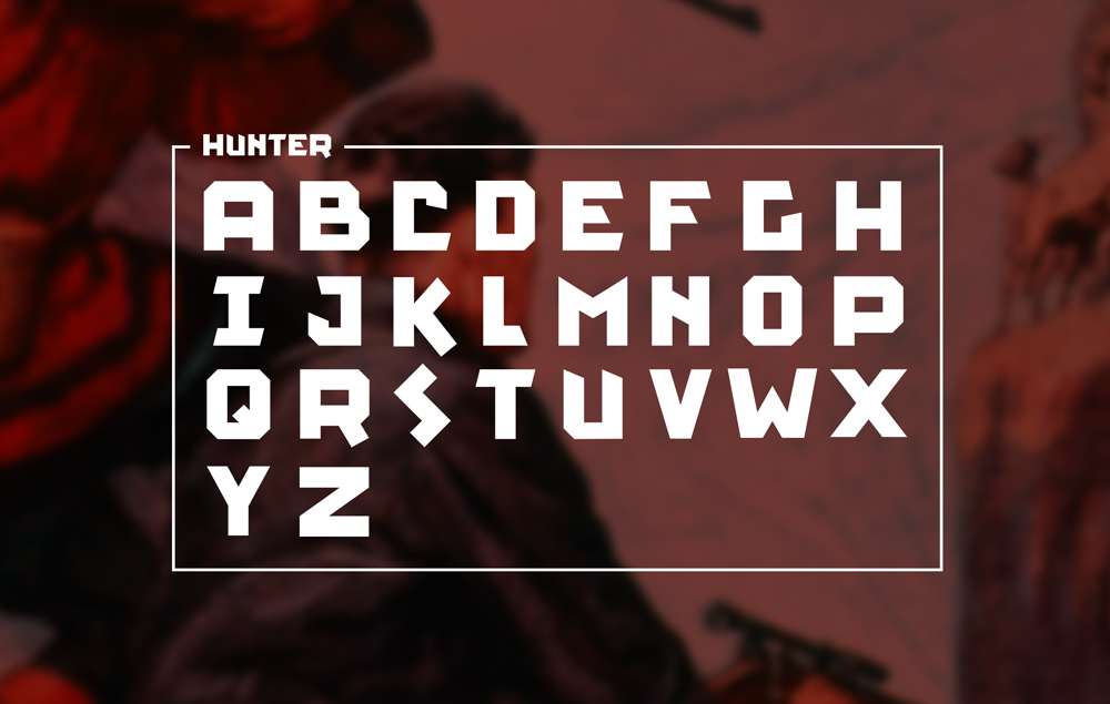 Hunter Typeface (All Caps A-Z, 0-9, Key Glyphs)