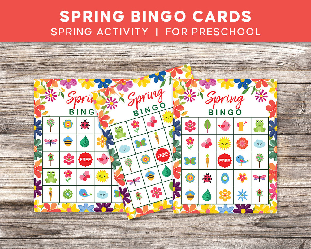 Spring Bingo Cards Game - 30 Unique Bingo Cards + 5 Bonus Coloring ...