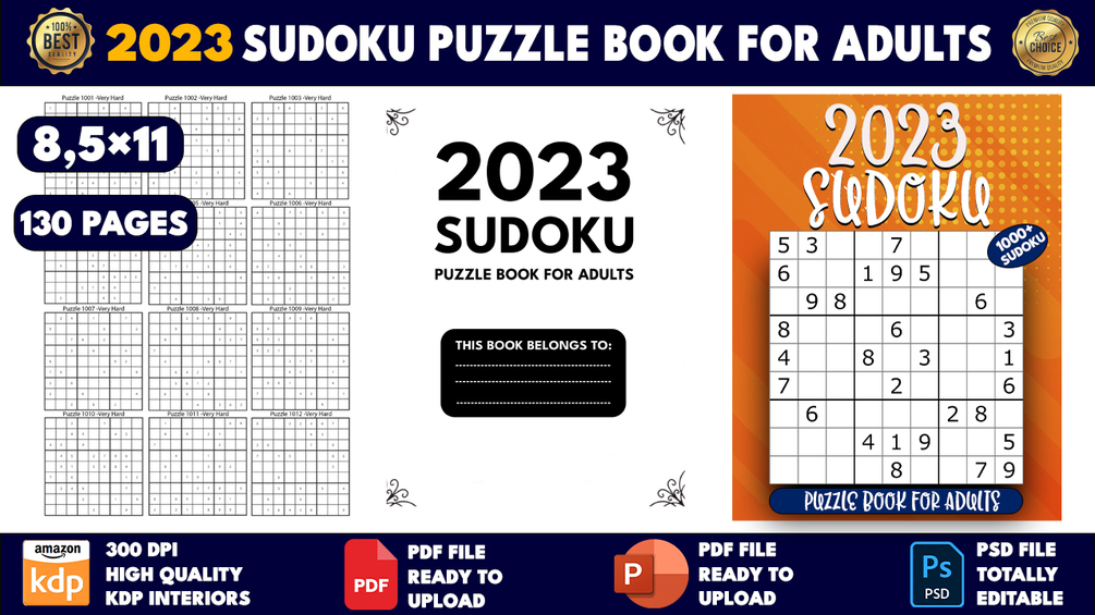 2023 Sudoku Puzzle Book for Adults: Easy to Hard