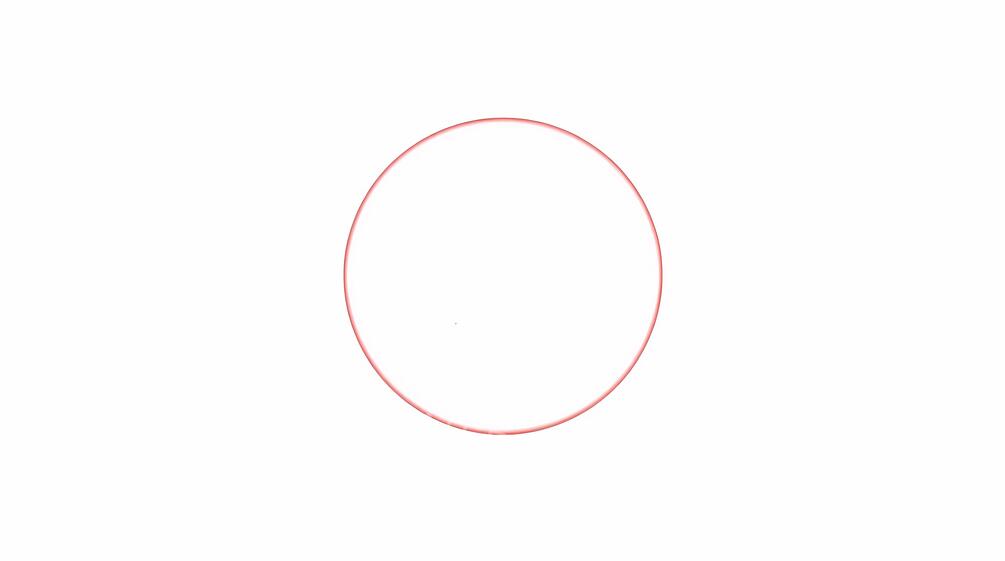 A minimalist abstract image featuring a single, large, crimson circle ...