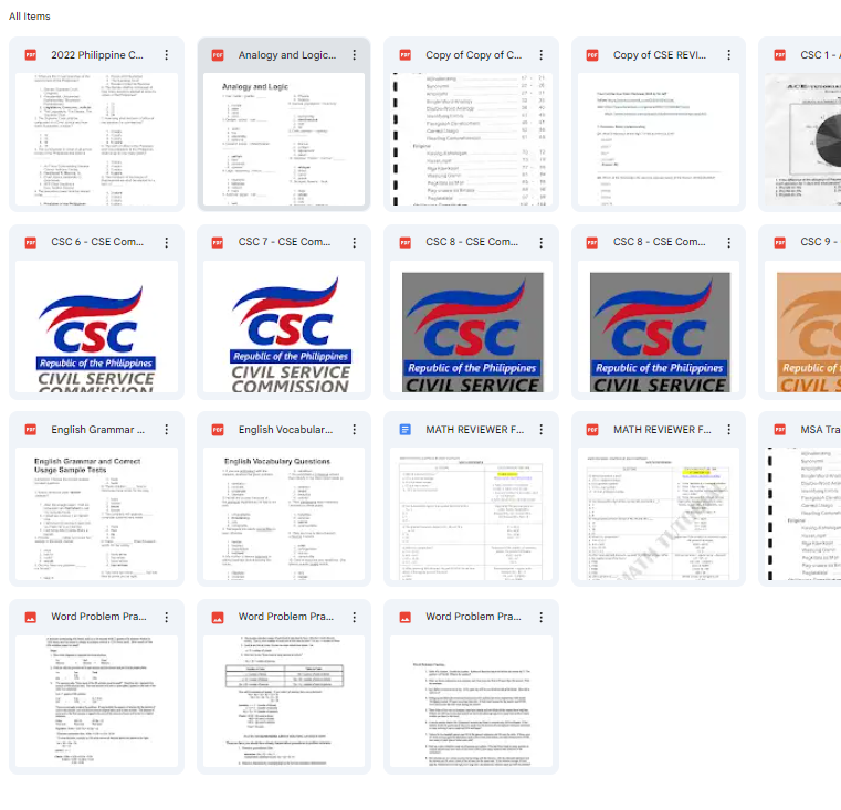 CSE Reviewer Mega Bundle – 70 Files (PDF & Word Format)