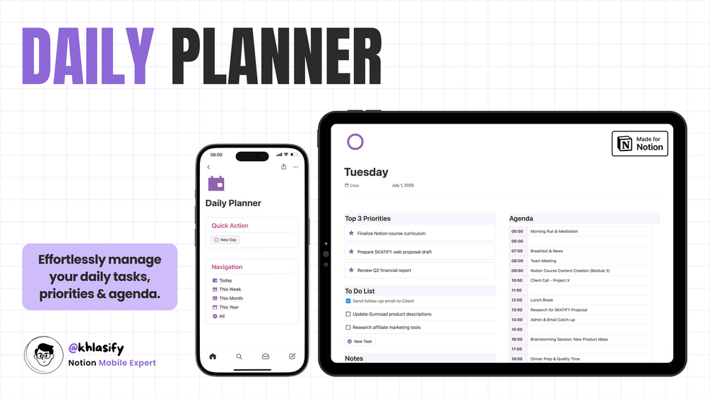Notion Template — Daily Planner