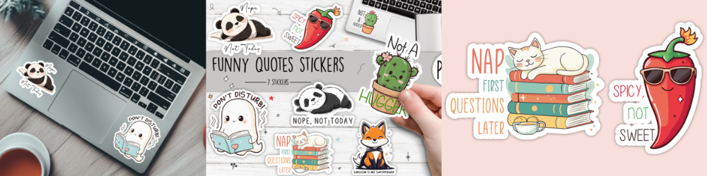 Funny Quotes Stickers Set SVG 😂😍