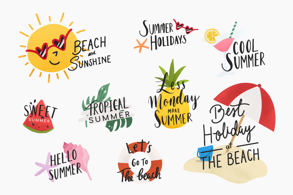 Summer badge design vector set