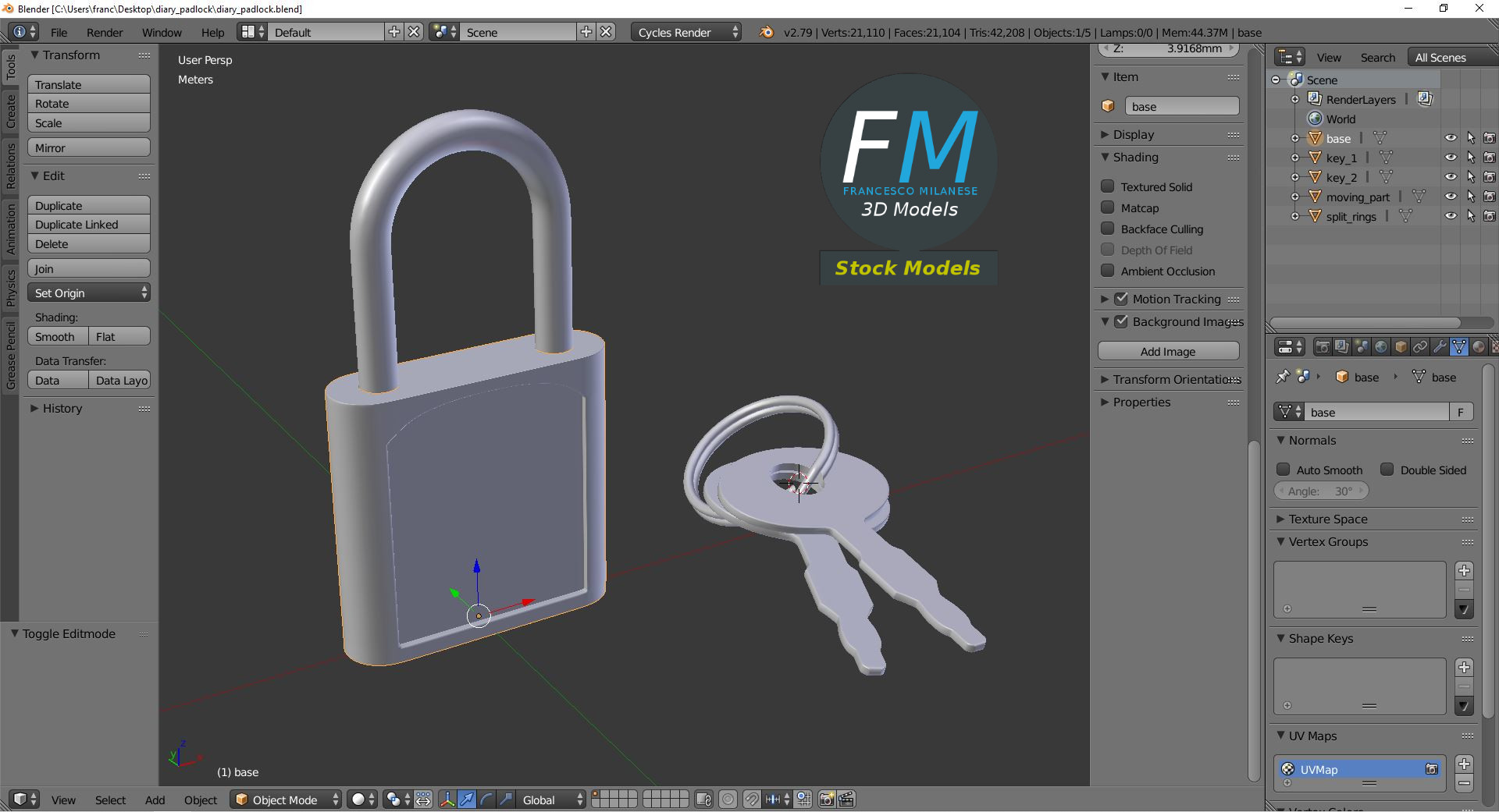 3D MODEL - Diary padlock