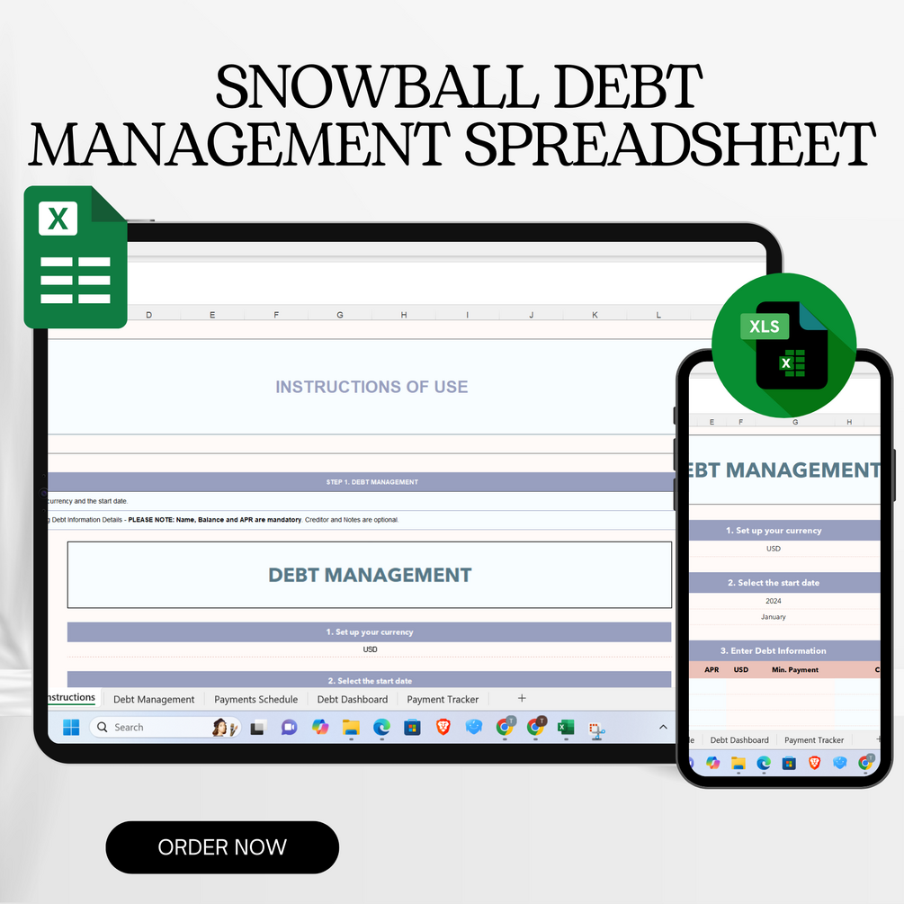 SNOWBALL DEBT SPREADSHEET – Editable Google Sheets & Excel for Business ...