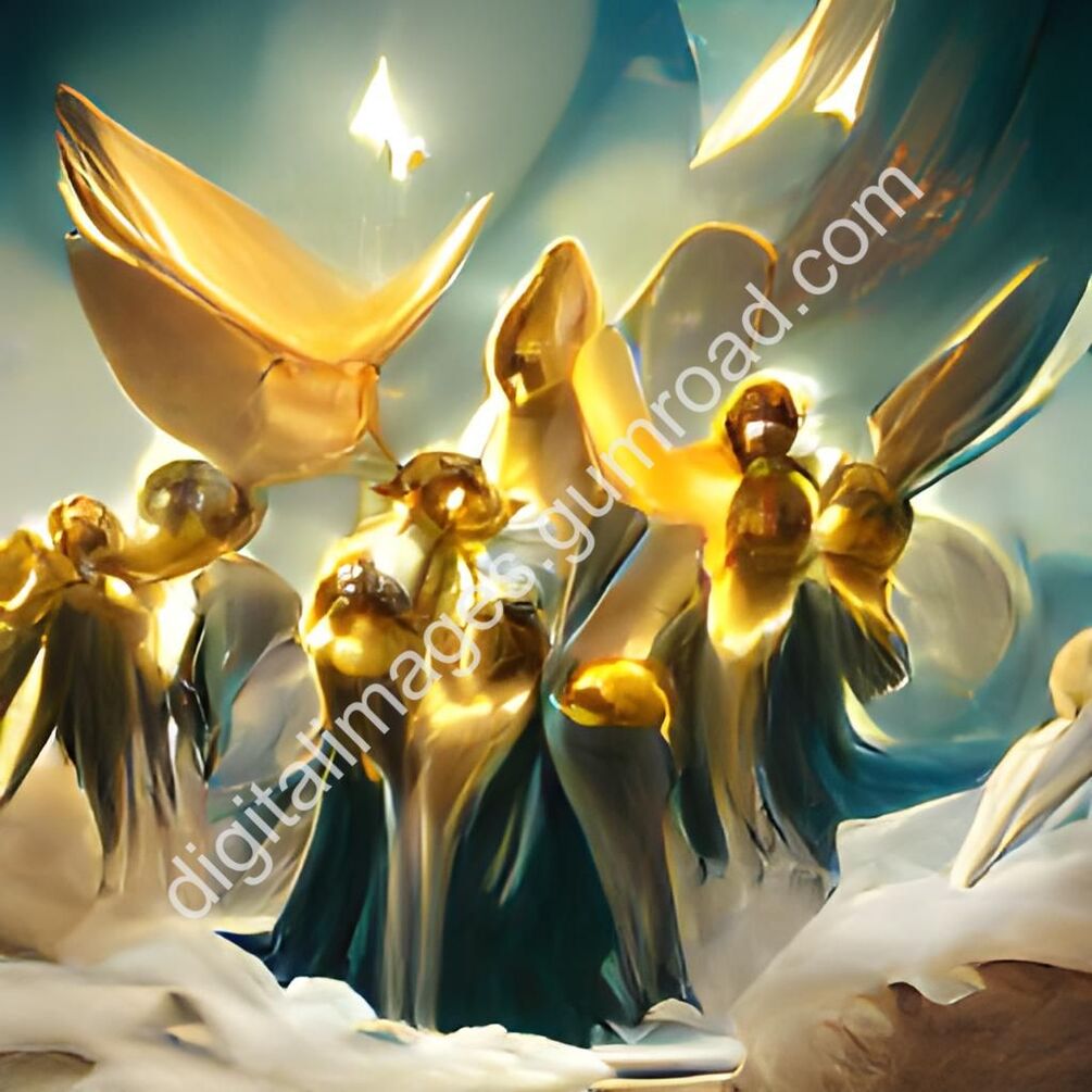 Golden Choir of Angels - Printable Digital Art