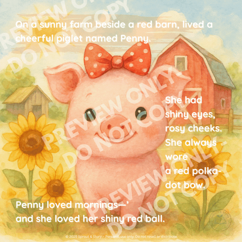 Penny the Pig Learns to Share – Printable Storybook on Kindness (8.25x8 ...