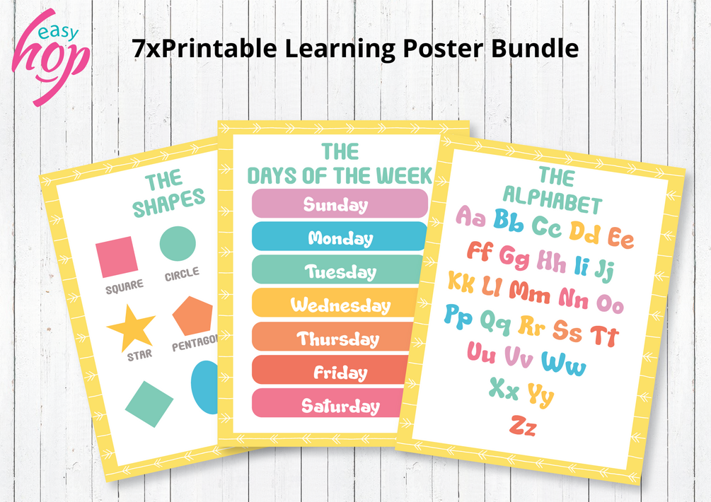 Printable Learning Poster Bundle Wall Art Printable EasyHop kids prints ...