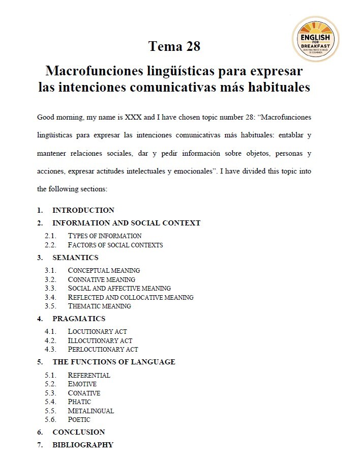 Tema 28 - Oposiciones inglés secundaria