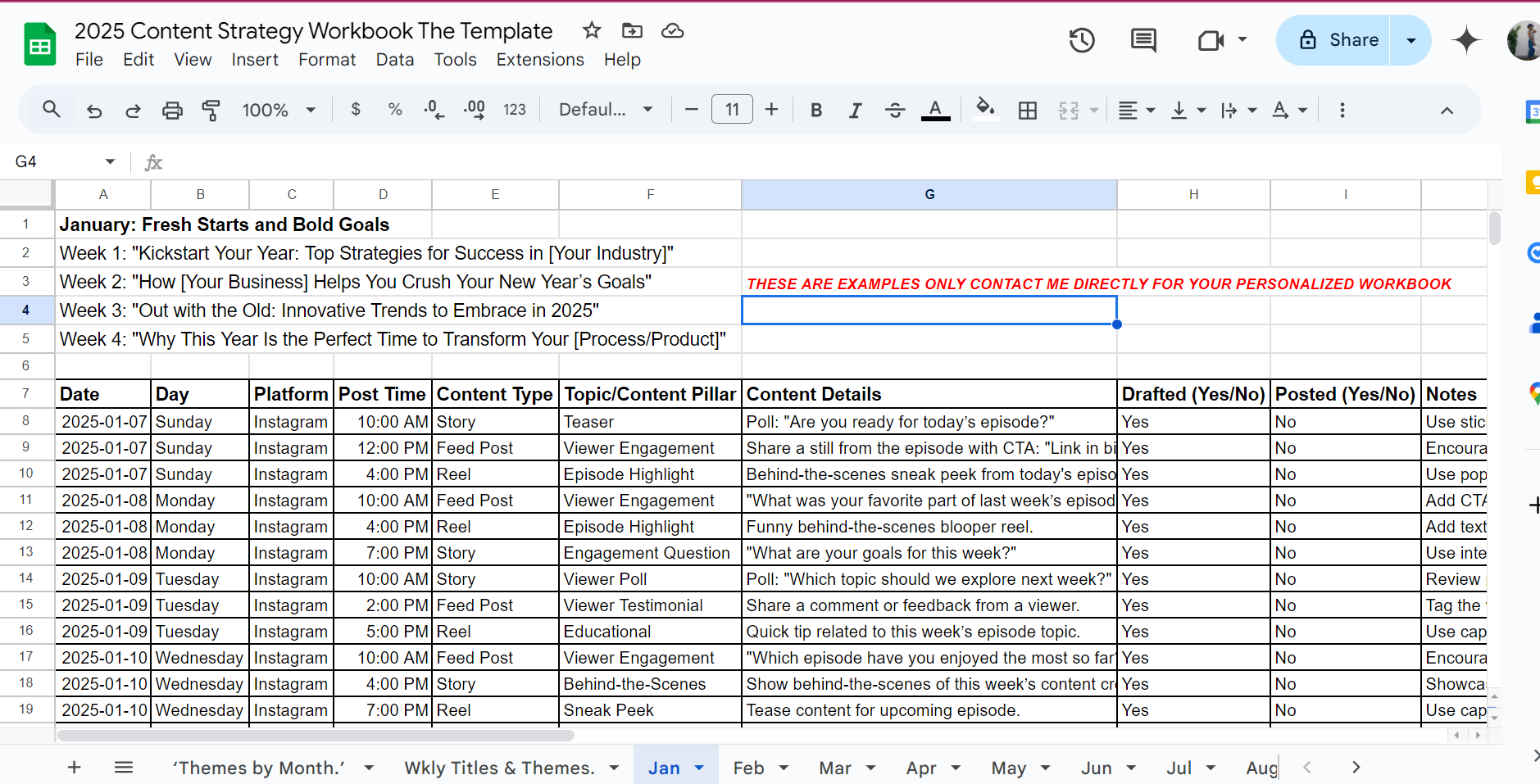 365 Days Content Strategy Excel Workbook "The Template"
