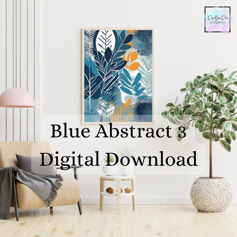 Blue Abstract 3 Unique Wall Art (PDF) - Wall Art Printables, Digital ...