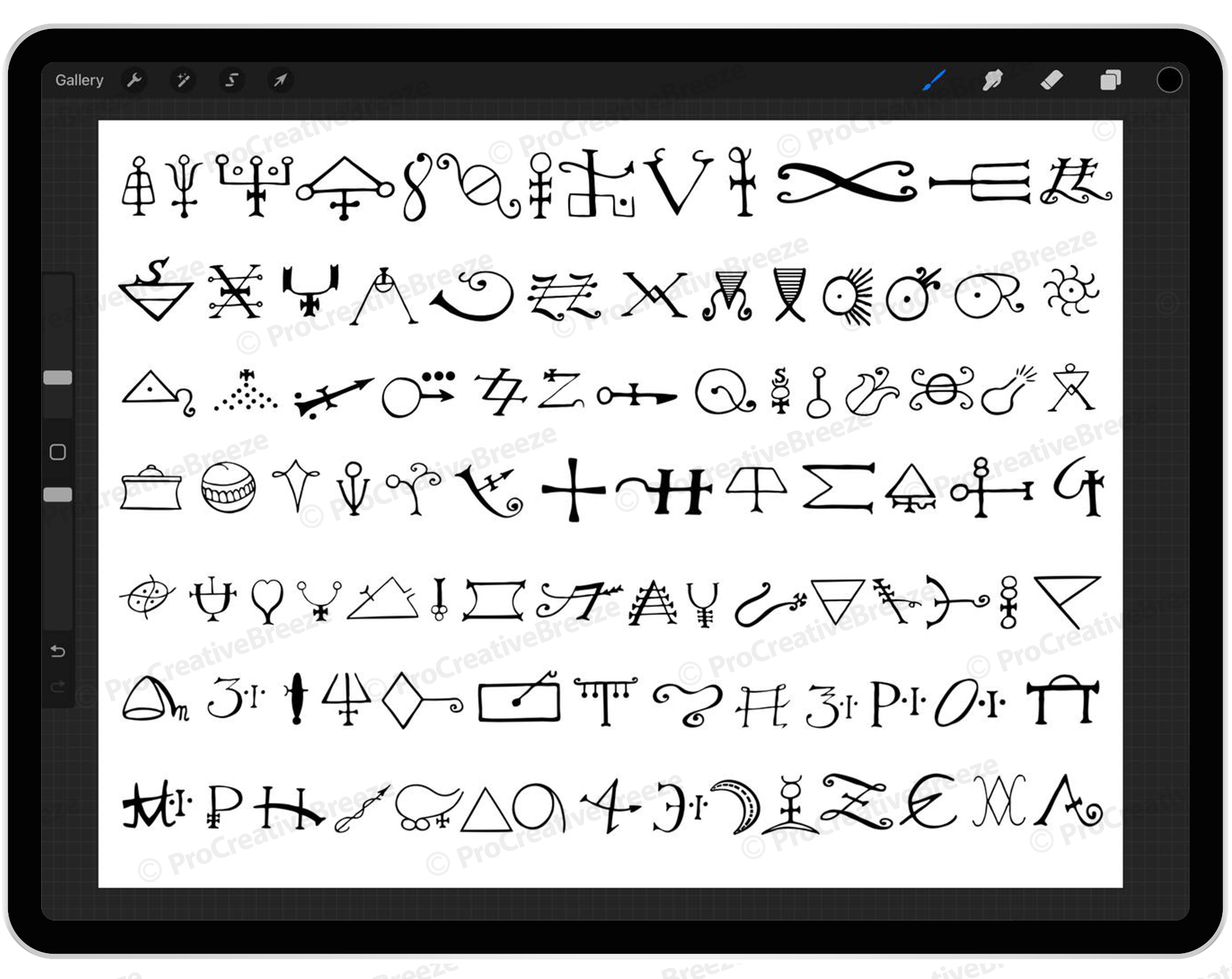 100 Procreate Alchemy Symbols Stamp Brushes Collection