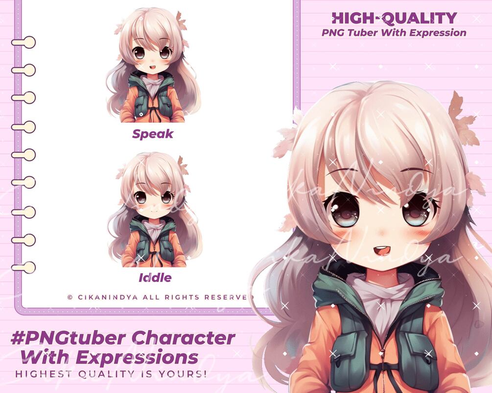PNGTuber | Cute Chibi Art Delightful PNG Streamer Character | You'll ...
