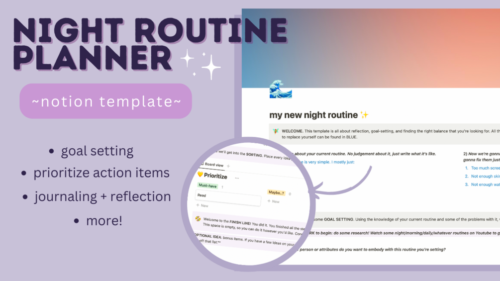 Notion Night Routine Planner 🌙🌃
