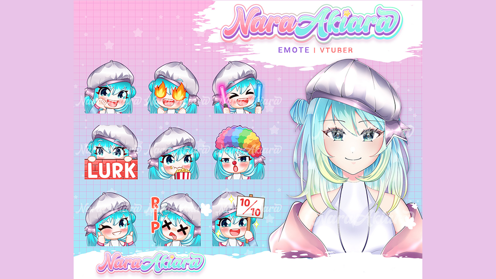 Twitch Emotes Blue Hair Girl Bundle 25 Pose
