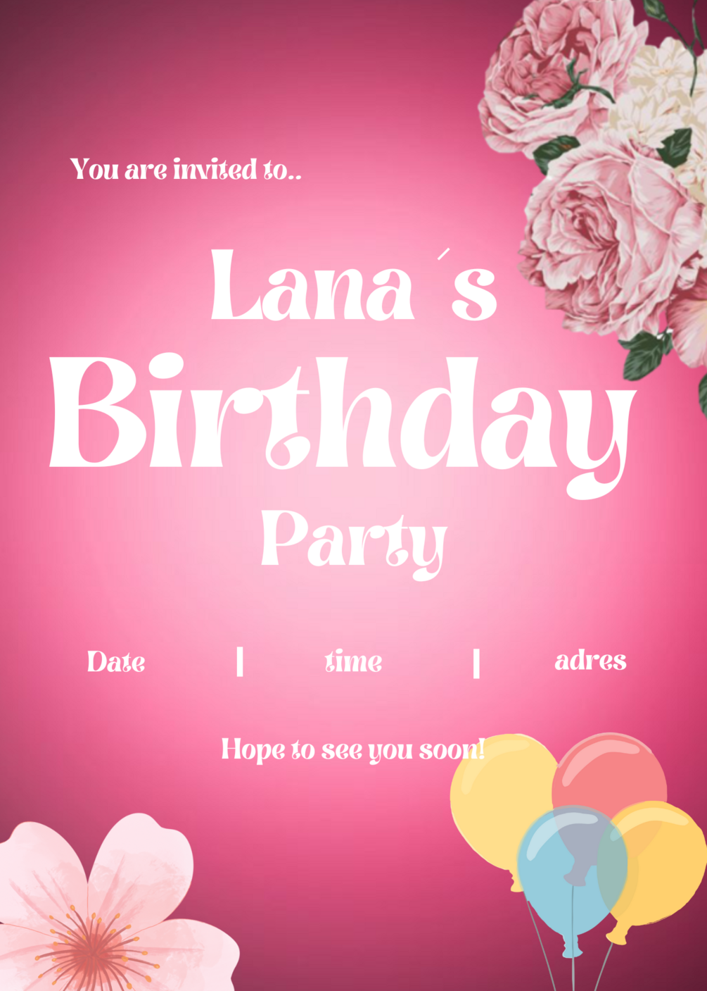 Birthday Invitation (editable in Canva)