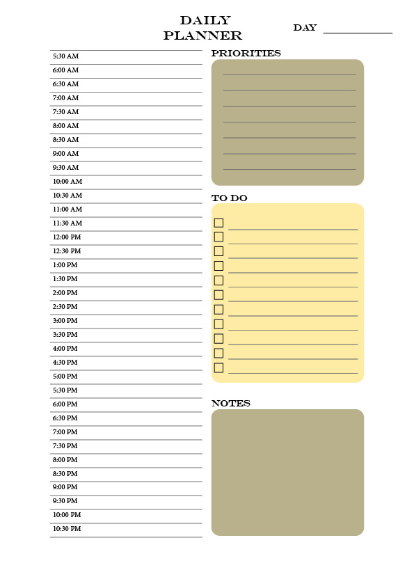 Yellow Daily Planner, Yellow Weekly Planner, Yellow Monthly Planner ...