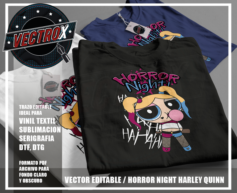 Vector Editable - Horror Night Harley Quinn