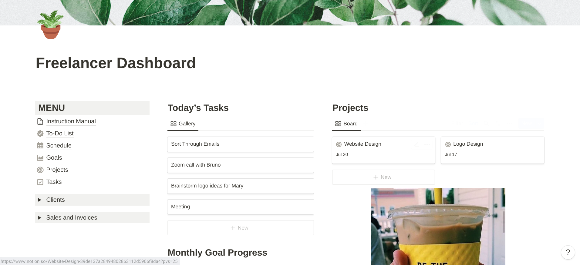 Notion Freelancer Dashboard