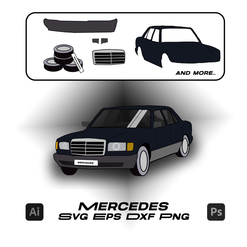 Mercedes Car Illustration - PSD, SVG, PNG