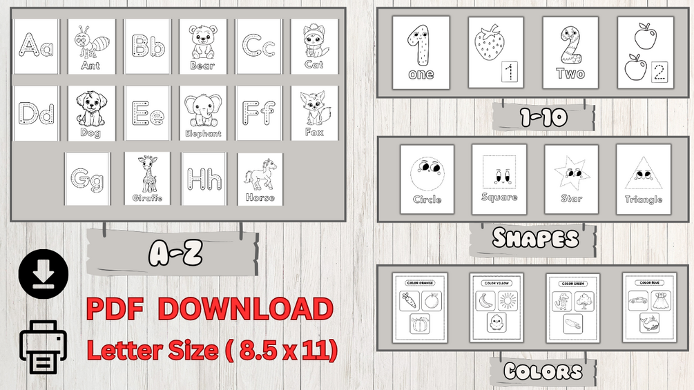 Alphabet Numbers Colors and Shapes Coloring Pages, ABC Coloring Pages