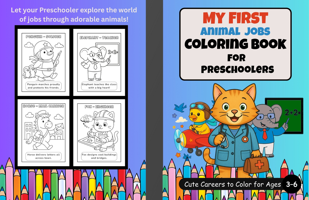My First Animal Jobs Coloring Book for Preschoolers (Printable PDF)
