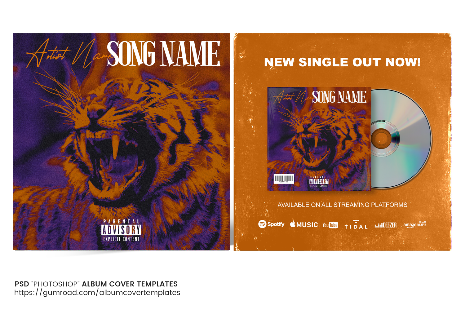 Tiger Rap Album Cover Art Template
