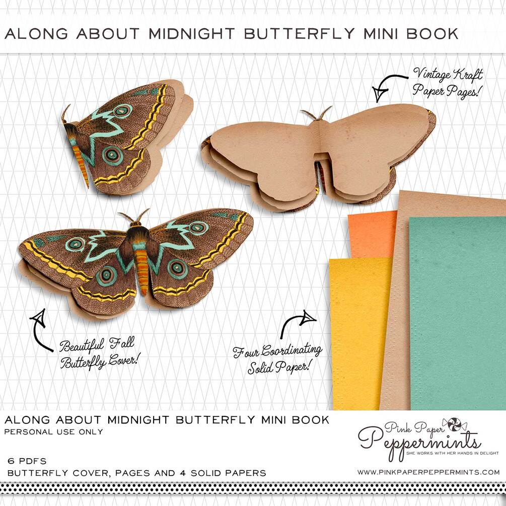 Along About Midnight | Vintage Butterfly Mini Book